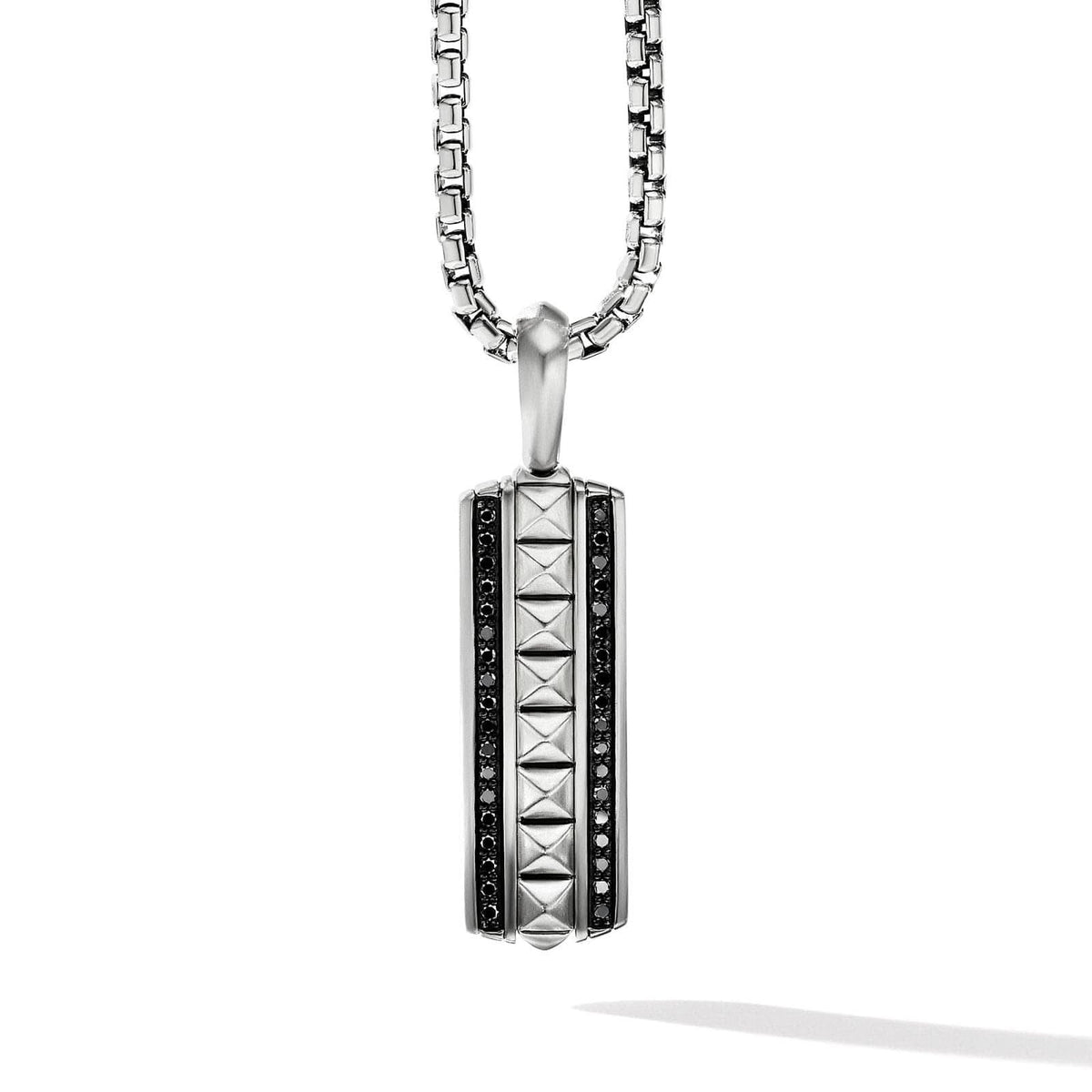 DAVID YURMAN Pyramid Ingot Tag in Sterling Silver with Black Diamonds ...