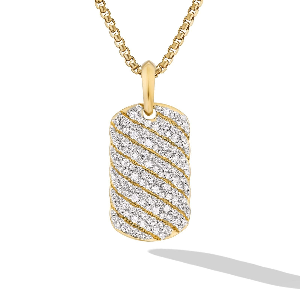 DAVID YURMAN Sculpted Cable Tag in 18K Yellow Gold with Diamonds, 27mm ...